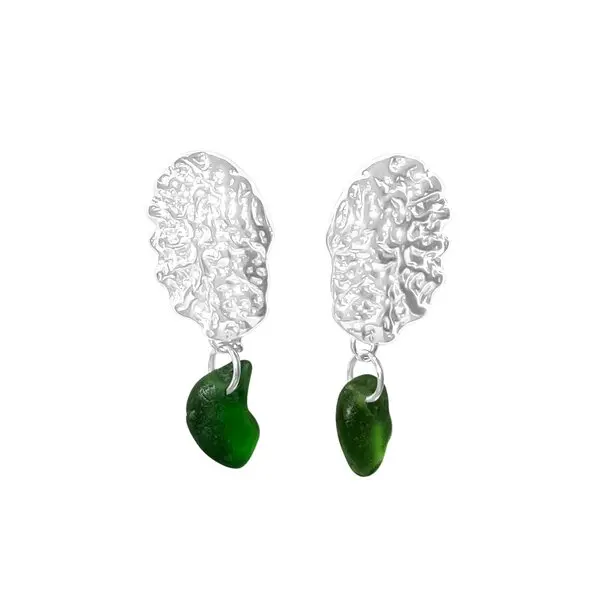 GLASSTYK Sea Urchin Earrings Sea Glass Steel
