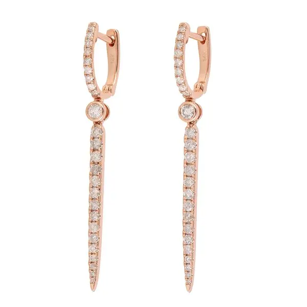 ARTISAN 14k Rose Gold Diamond Bar Drop Hoop Earrings - Orange/white