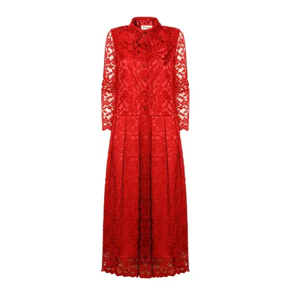 JULIA ALLERT Lace Midi Shirt Dress