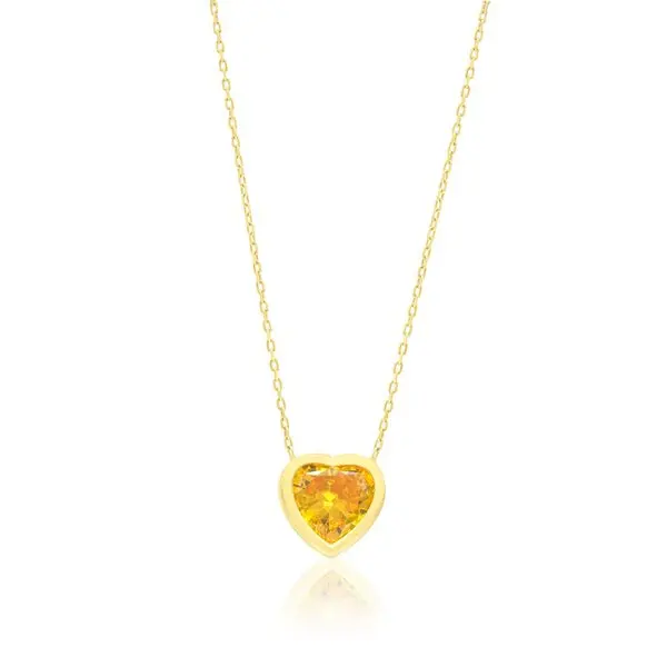 SHYMI Gold / Yellow Bezel-set Solitaire Necklace Heart Gold & Yellow