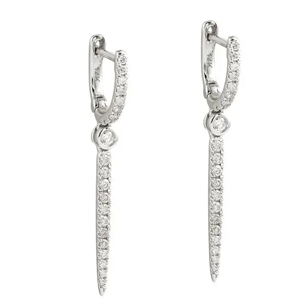 ARTISAN Diamond Spike Drop Hoop Earrings In 14k Gold - White
