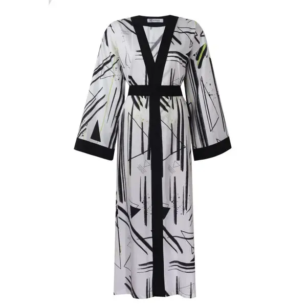 MIRIMALIST Geometric Pattern Maxi Kimono