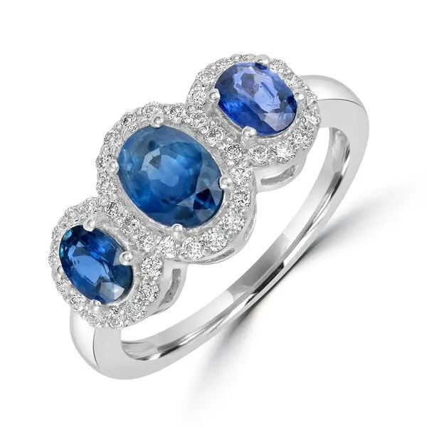ARTISAN 18k White Gold Sapphire And Diamond Halo Ring - White/blue