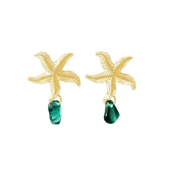 GLASSTYK Starfish Earrings Sea Glass Gold
