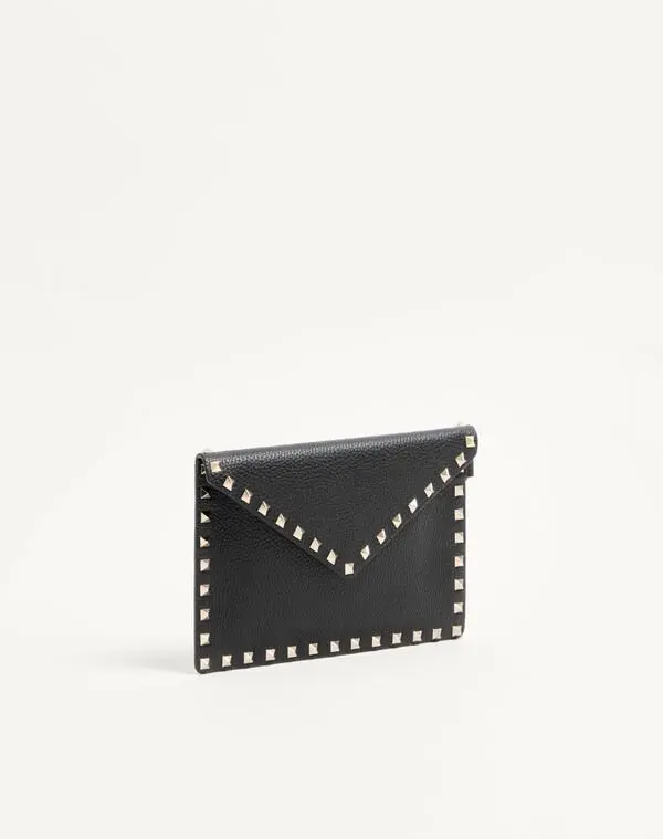 Valentino Garavani Rockstud Grainy Calfskin Pouch - Black