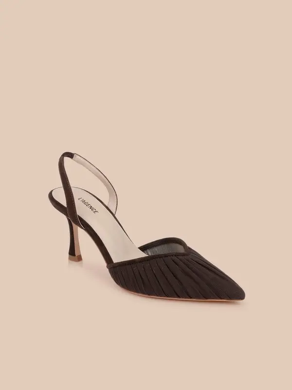 L'Agence Bowery Mesh Slingback Pump - Chocolate