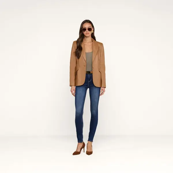 L'Agence Chamberlain Leather Blazer - Soft Cognac