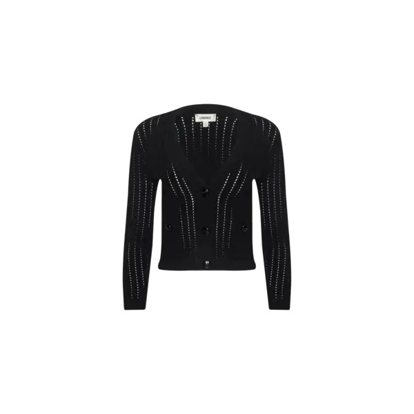 L'Agence Irvin Pointelle Knit Cardigan - Black