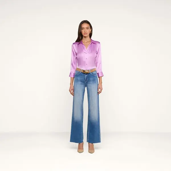 L'Agence Dani Silk Charmeuse Blouse - Vivid Violet