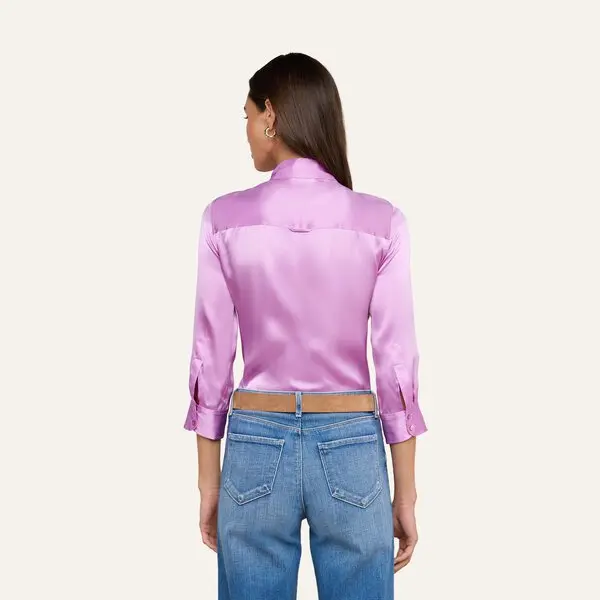 L'Agence Dani Silk Charmeuse Blouse - Vivid Violet