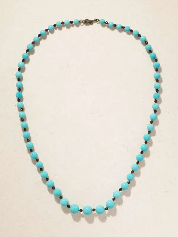 Ileana Makri 18-karat White Gold Garnet And Diamond Necklace - Turquoise