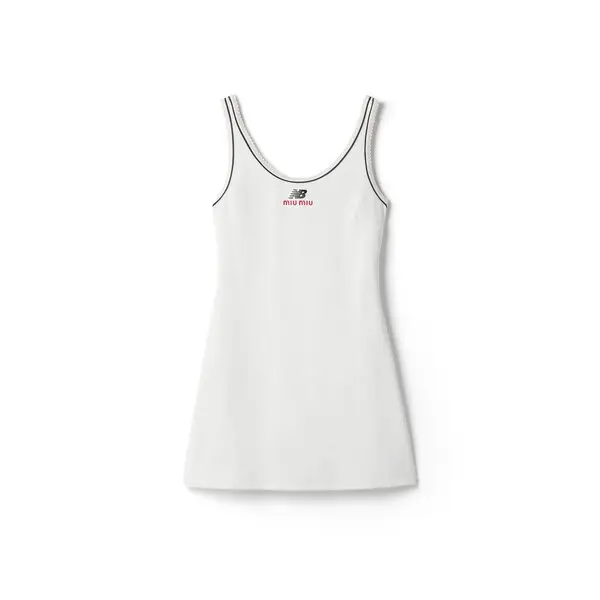 Miu Miu Stretch Technical Jersey Mini-dress - White