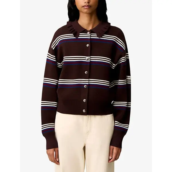 Claudie Pierlot Striped Relaxed-fit Knitted Cardigan