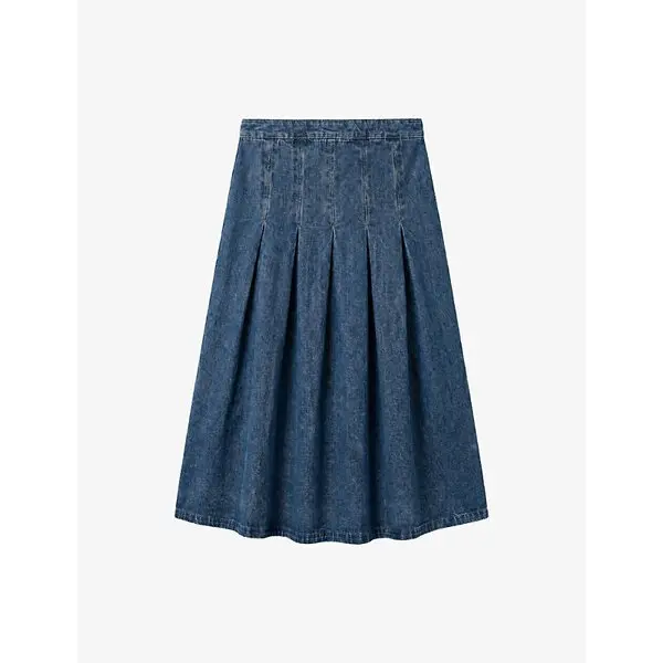 OMNES Pru Mid-wash Denim Midi Skirt - Mid Wash