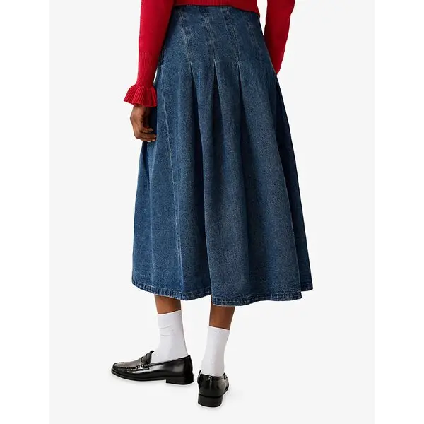 OMNES Pru Mid-wash Denim Midi Skirt