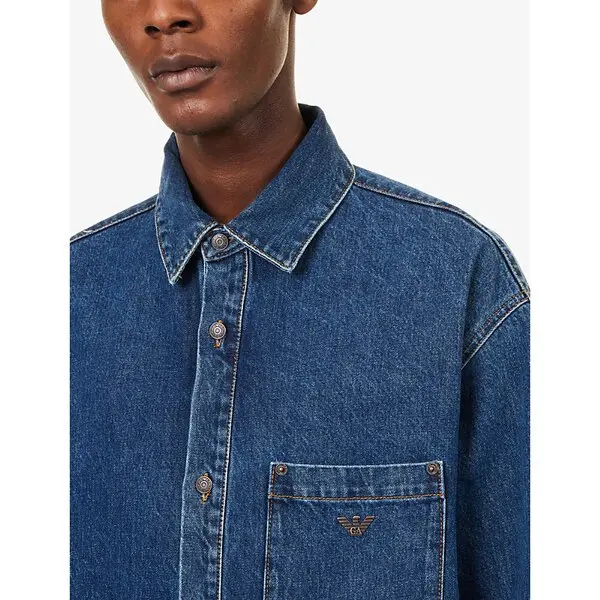 Emporio Armani Logo-embroidered Cotton Denim Overshirt Xxl