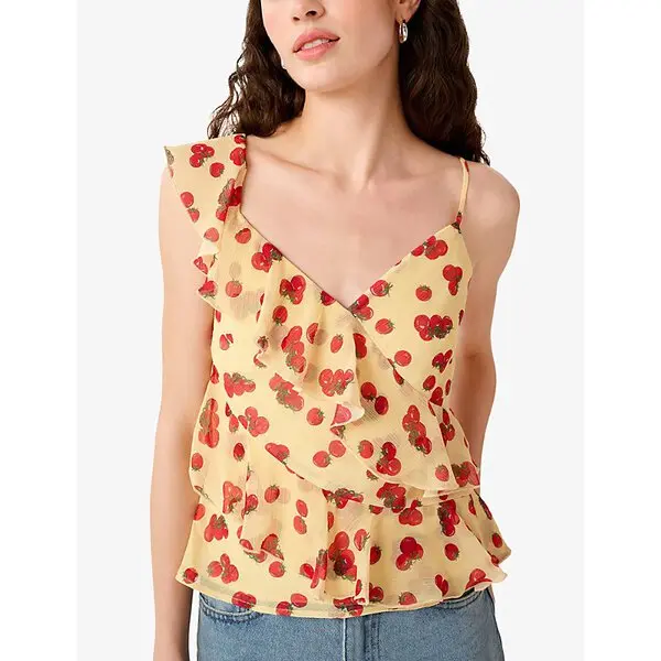OMNES Francie Chiffon Top With Graphic Print