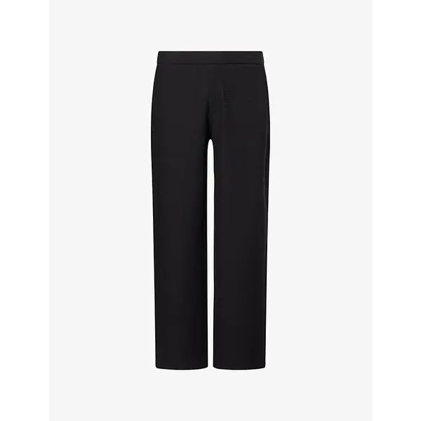 Emporio Armani Jacquard Relaxed-fit Woven Track Bottoms - Square Pattern Black