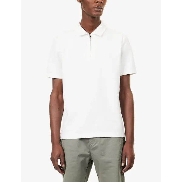 ARNE Cavour Textured Zip Woven Polo Shirt