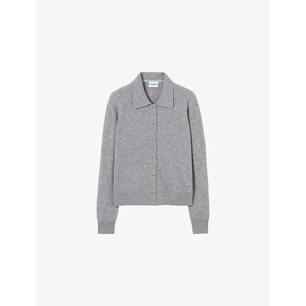 Claudie Pierlot Slim-fit Knitted Wool Cardigan - Mottled Grey