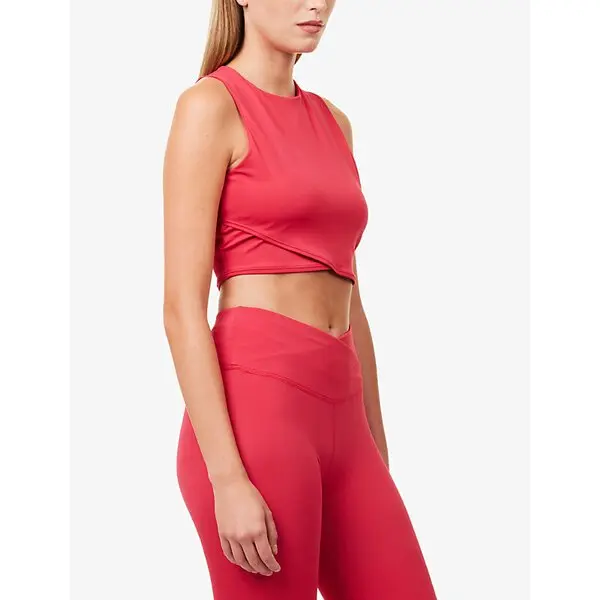 Sweaty Betty All Day Cropped Wrap Stretch-jersey Top