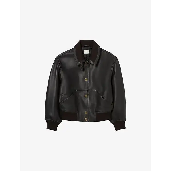 Claudie Pierlot High-collar Leather Bomber Jacket - Black