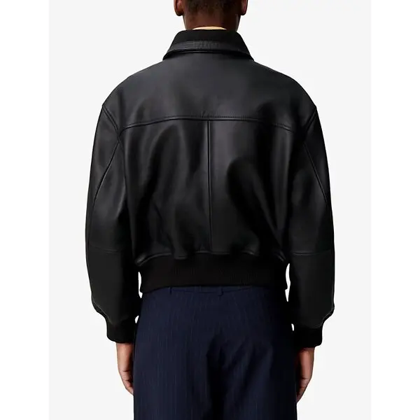 Claudie Pierlot High-collar Leather Bomber Jacket