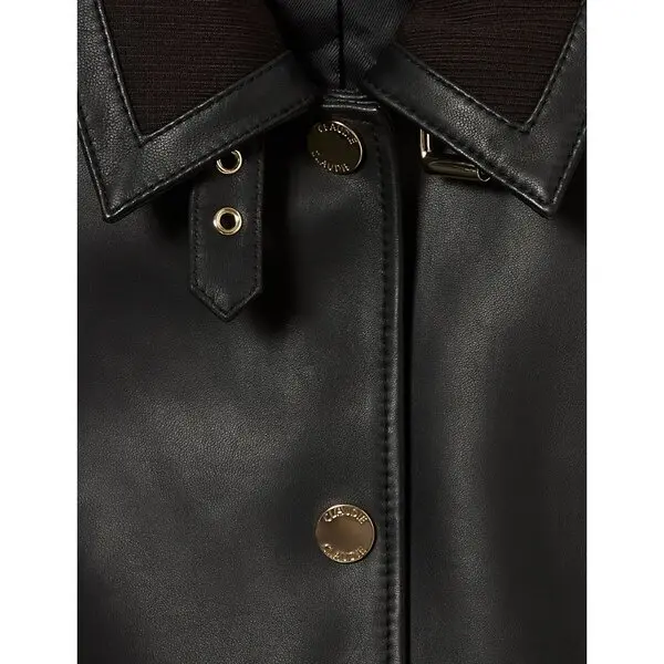 Claudie Pierlot High-collar Leather Bomber Jacket