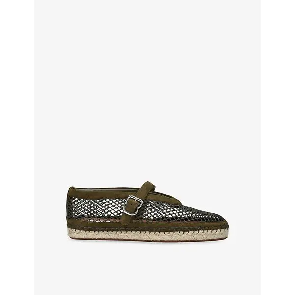 Alaïa Fishnet Mesh And Leather Flat Espadrilles