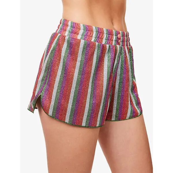 Oseree Lumiere Metallic Stretch-woven Shorts - Rose Multi