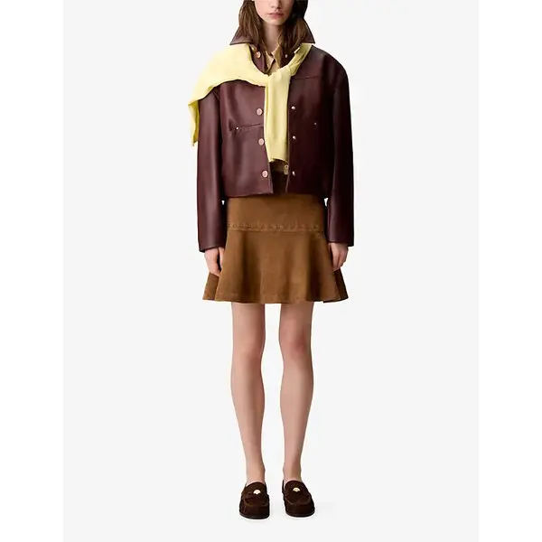 Claudie Pierlot Flared Suede Mini Skirt