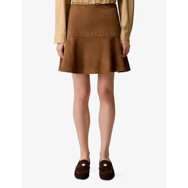 Claudie Pierlot Flared Suede Mini Skirt
