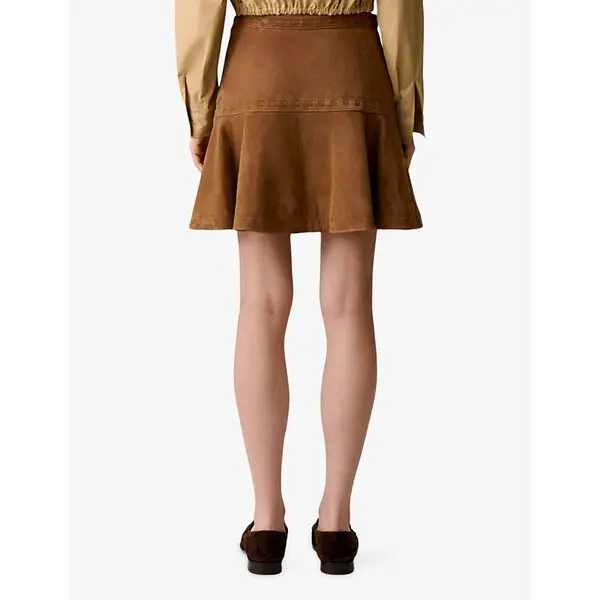 Claudie Pierlot Flared Suede Mini Skirt
