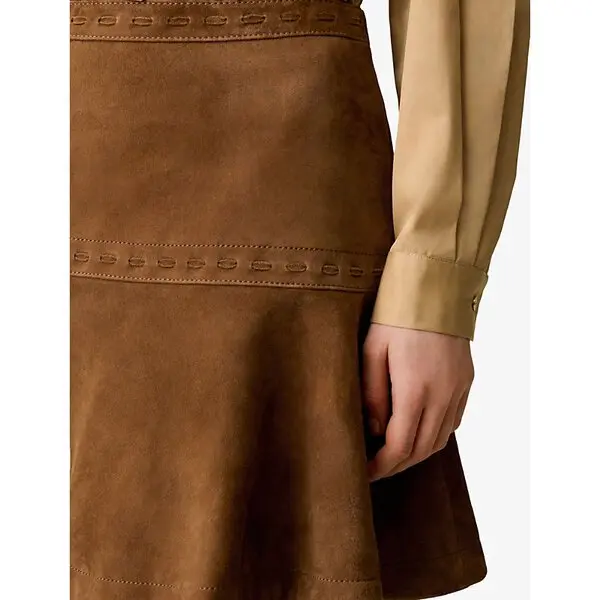 Claudie Pierlot Flared Suede Mini Skirt