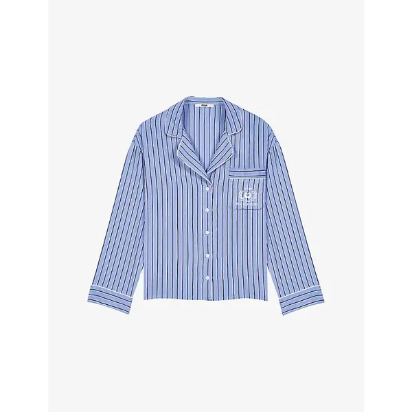 Maje Striped Brand-embroidered Woven Shirt