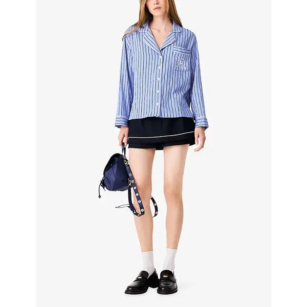 Maje Striped Brand-embroidered Woven Shirt