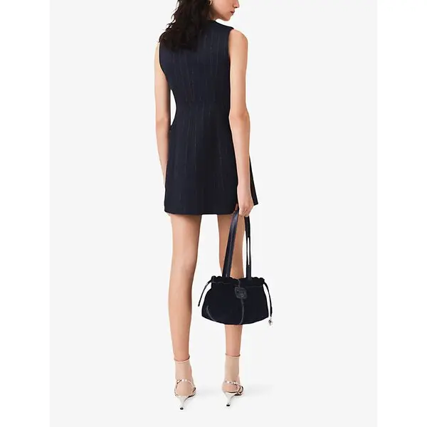 Maje Pinstriped V-neck Woven Mini Dress