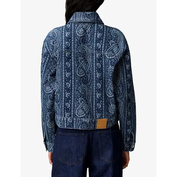 Claudie Pierlot Paisley-print Tie-neck Denim Jacket