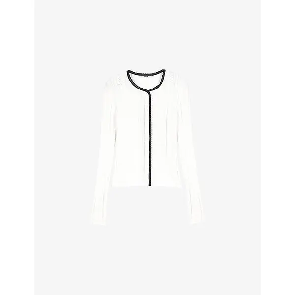 Maje Pointelle-knit Cotton-blend Vest Top And Cardigan Set - White