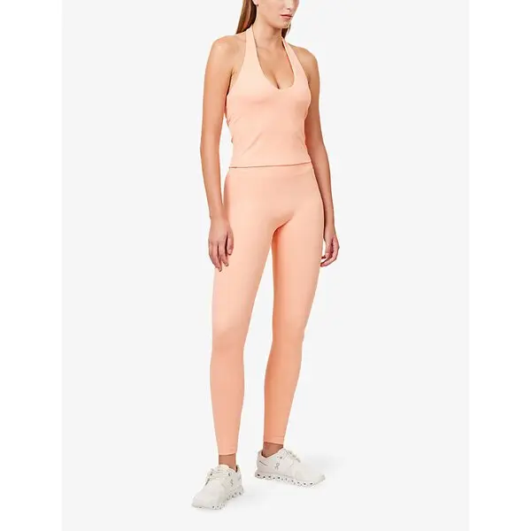 SISTERLY TRIBE Halterneck Logo Stretch-jersey Top