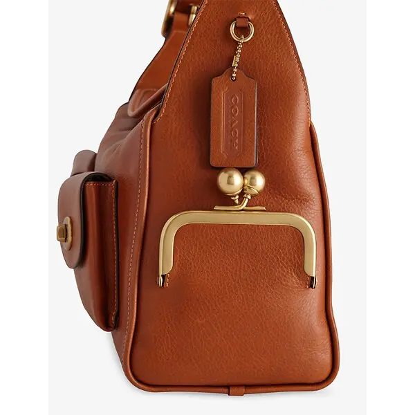 COACH Turnlock Haversack Suede Shoulder Bag