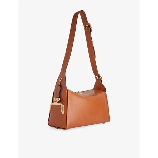 COACH Turnlock Haversack Suede Shoulder Bag