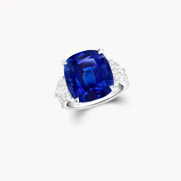 Graff Sapphire Cushion Cut Solitaire Ring
