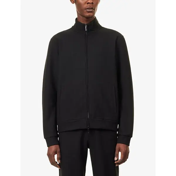 Emporio Armani Zip High-neck Cotton-blend Track Jacket