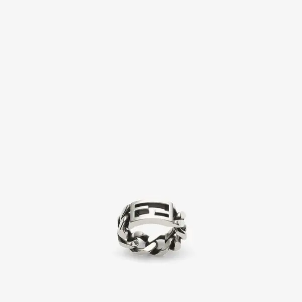 Fendi Ff Logo Tube Ring - Silver