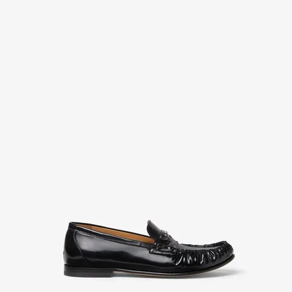 Fendi Calf Leather Scrunch Loafers - Black