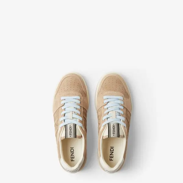 Fendi Match Suede Sneakers With Tape Ribbon
