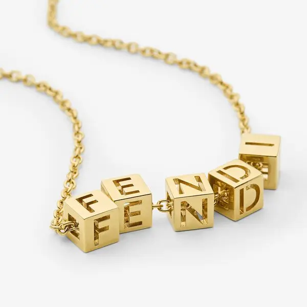 Fendi Finish Metal Chain Necklace With Logo Tag