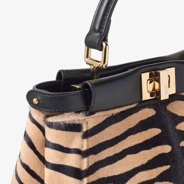 Fendi Peekaboo Mini Bag In Pony-effect Calfskin With Tiger Print