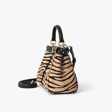 Fendi Peekaboo Mini Bag In Pony-effect Calfskin With Tiger Print